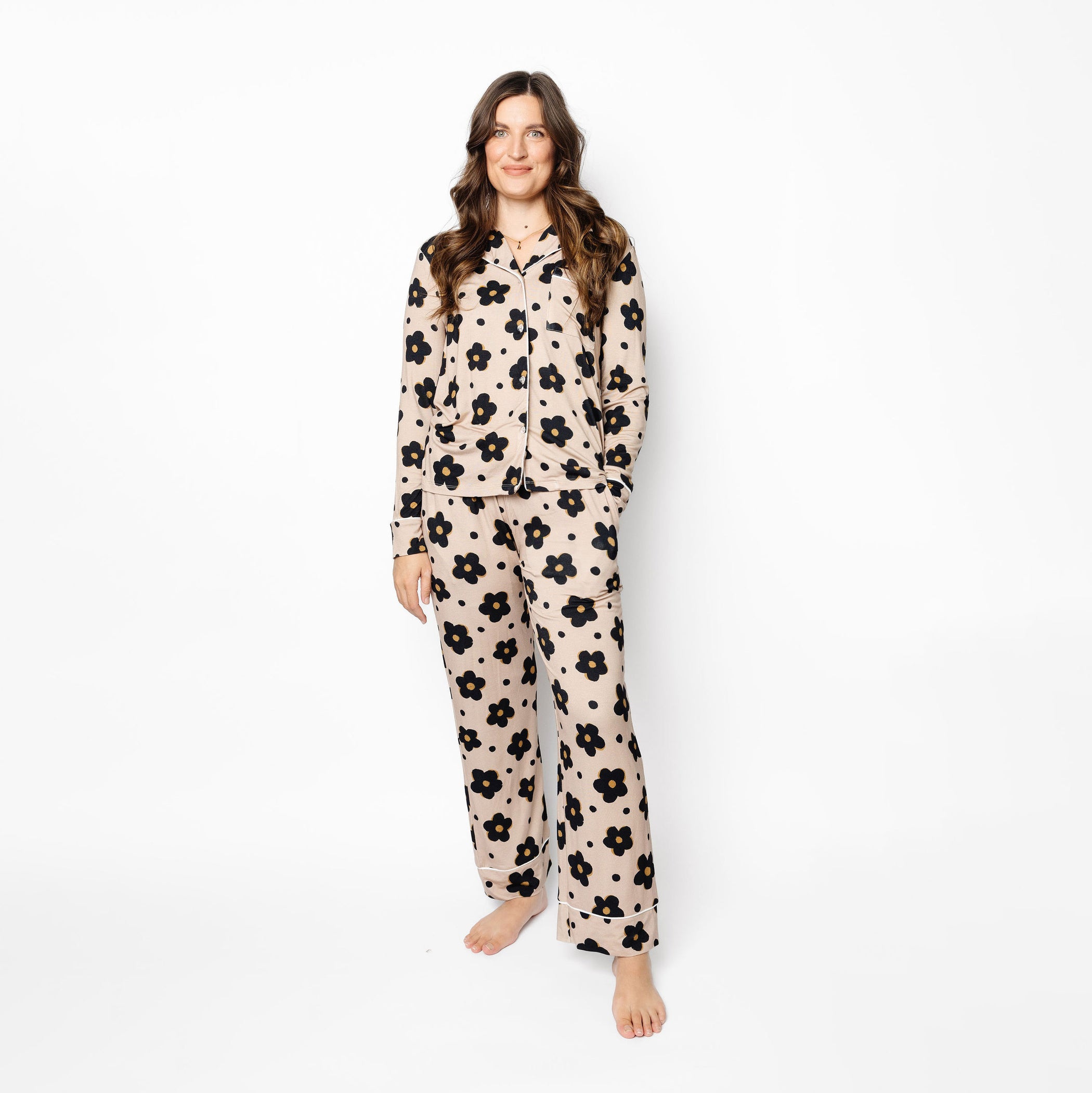 Women's Classic Pajama Set - Gemma In Tan – Copper Pearl