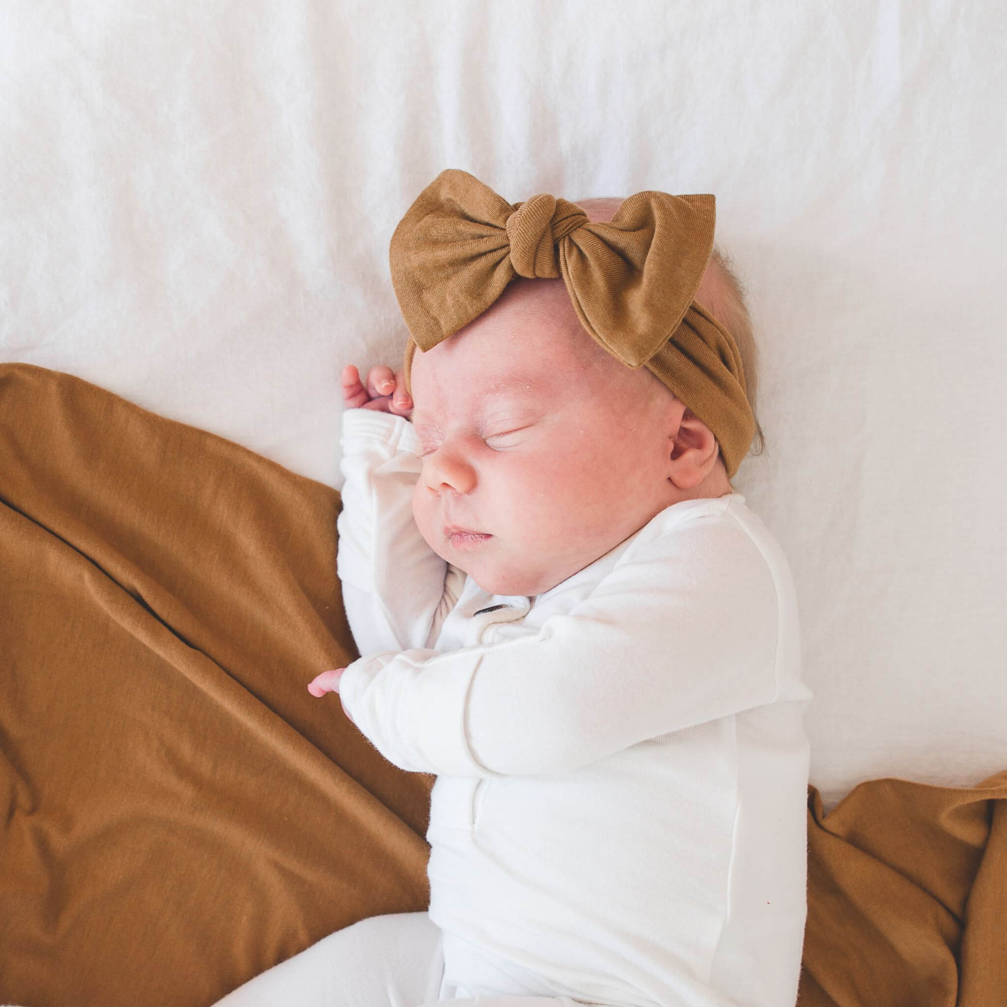 Knit Headband Bow - Camel – Copper Pearl