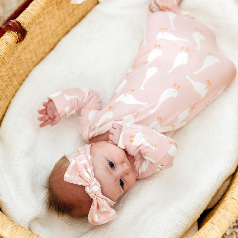 Newborn Knotted Gown - Goosie – Copper Pearl