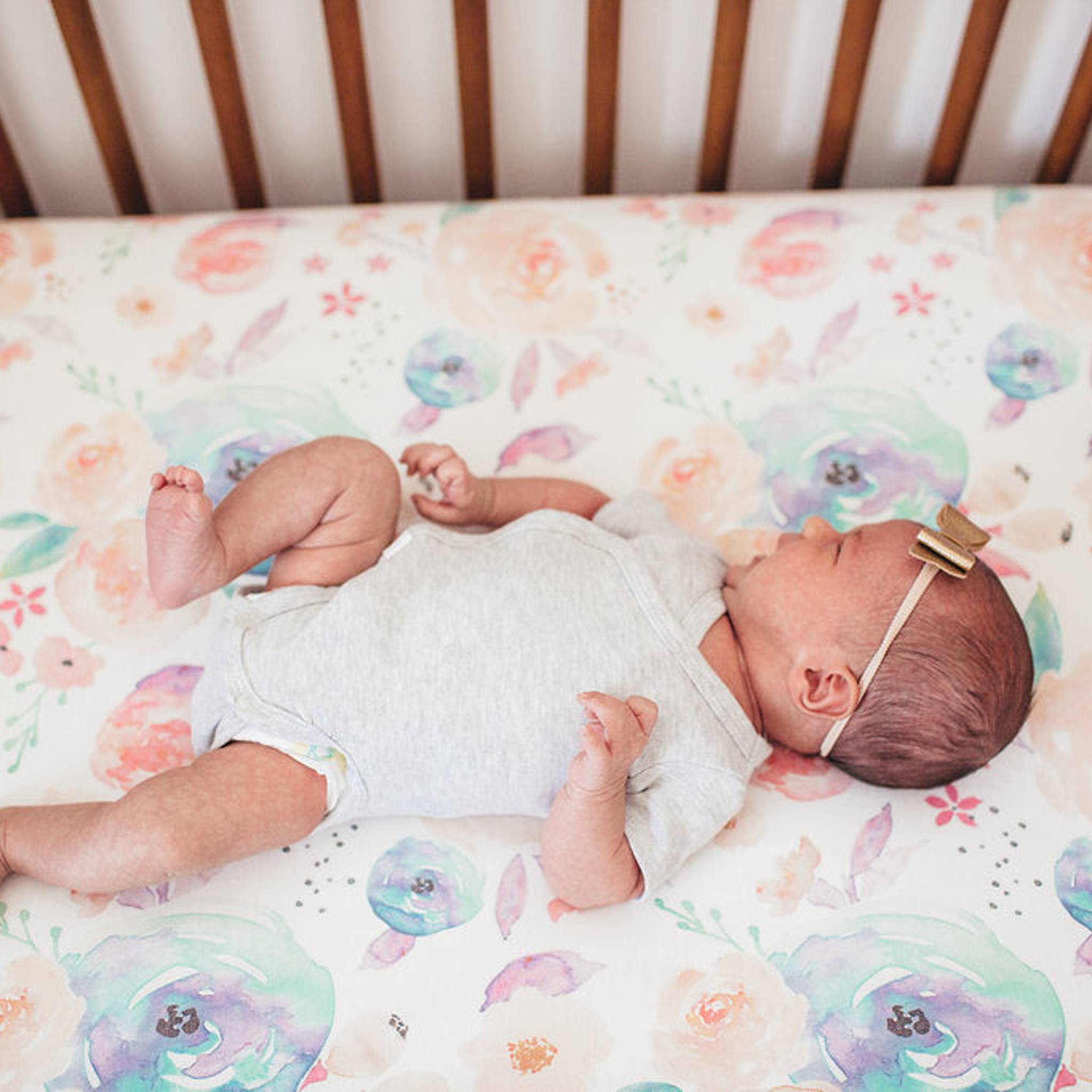 Premium Knit Fitted Crib Sheet - Bloom – Copper Pearl